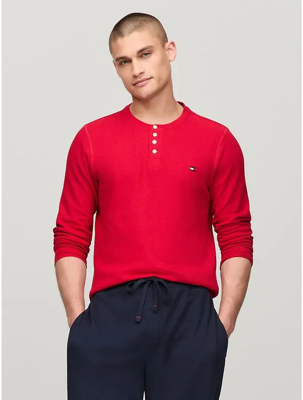 Tommy Hilfiger Thermal Henley Top - Red