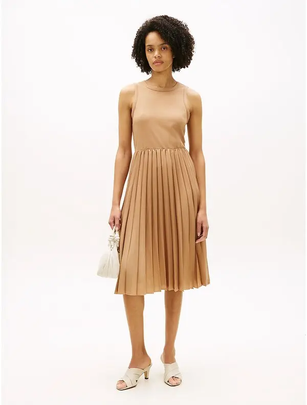 Tommy Hilfiger Mixed-media Pleated Tank Dress