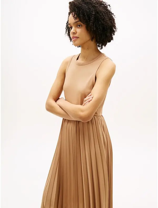 Tommy Hilfiger Mixed-media Pleated Tank Dress