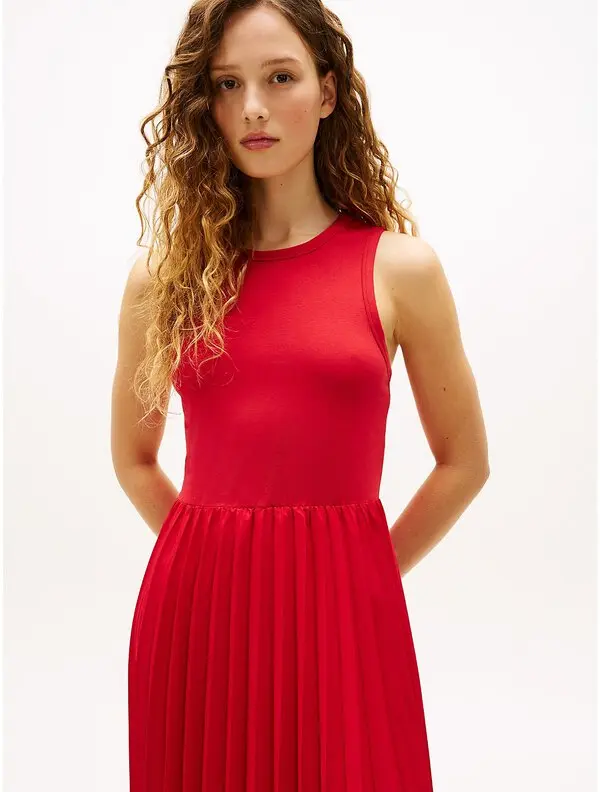 Tommy Hilfiger Mixed-media Pleated Tank Dress