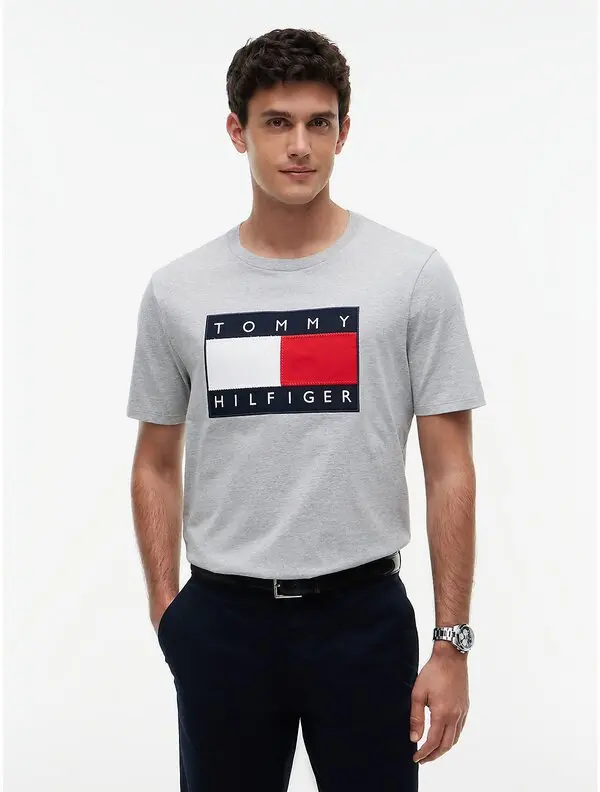 Tommy Hilfiger Big Flag Logo T-shirt - Grey Heather