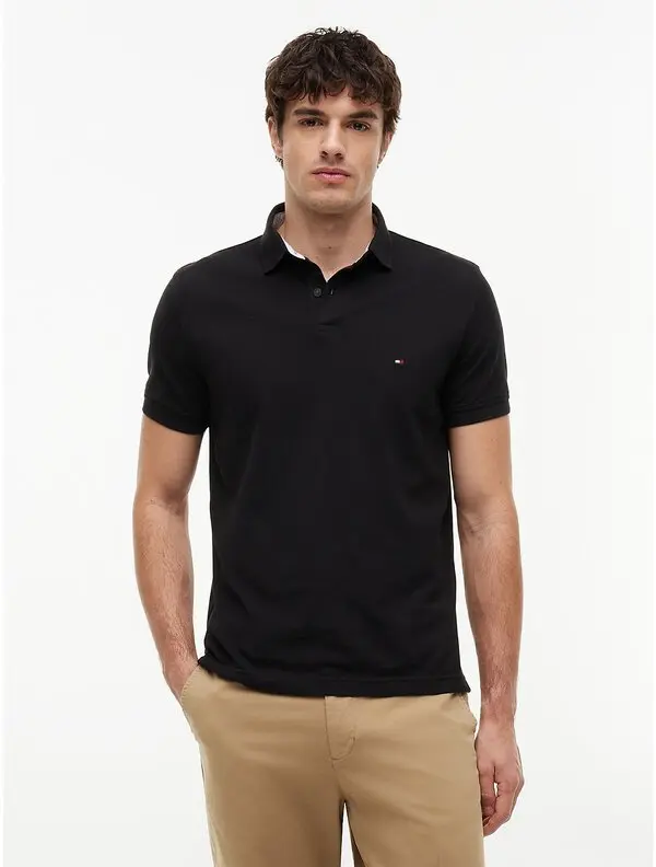 Tommy Hilfiger Regular Fit Stretch Tommy Polo - Black