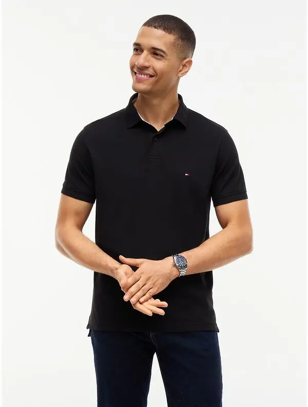 Tommy Hilfiger Regular Fit Stretch Tommy Polo - Black