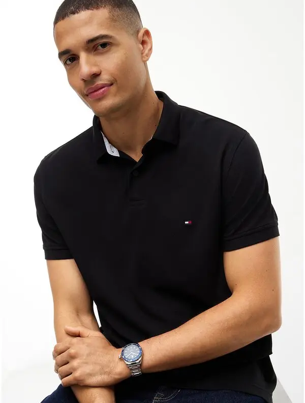 Tommy Hilfiger Regular Fit Stretch Tommy Polo - Black