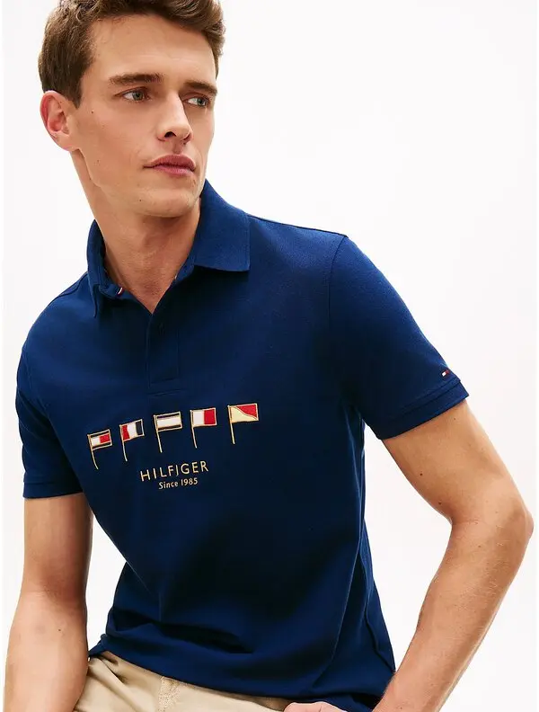 Tommy Hilfiger Regular Fit Nautical Flag Pique Polo