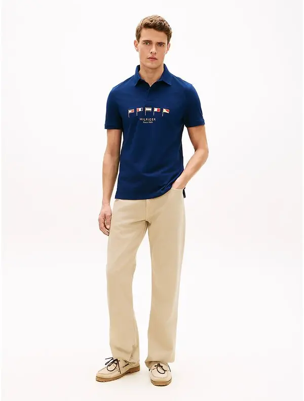 Tommy Hilfiger Regular Fit Nautical Flag Pique Polo