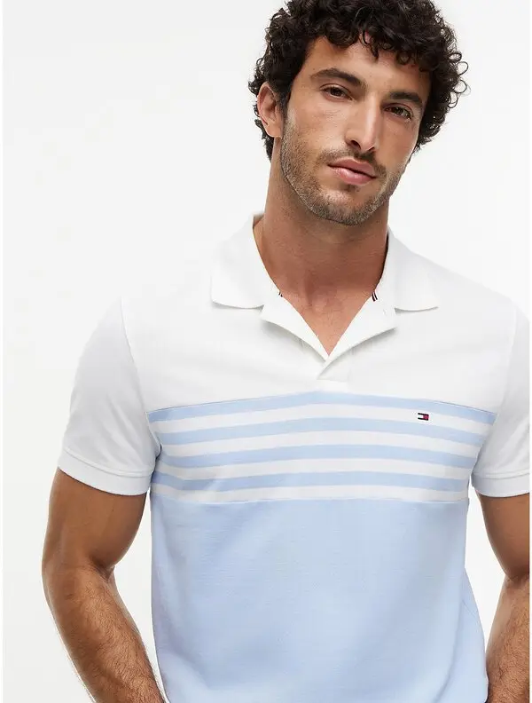 Tommy Hilfiger Regular Fit Colorblock Pique Polo Blue