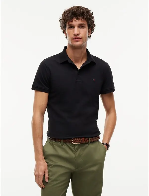 Tommy Hilfiger Slim Fit Stretch Pique Polo - Black