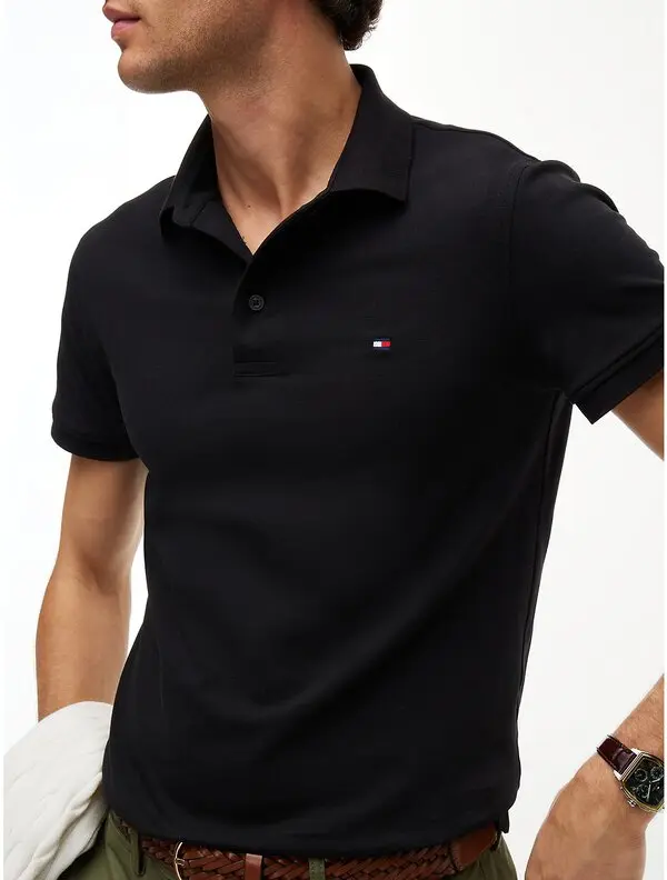 Tommy Hilfiger Slim Fit Stretch Pique Polo - Black