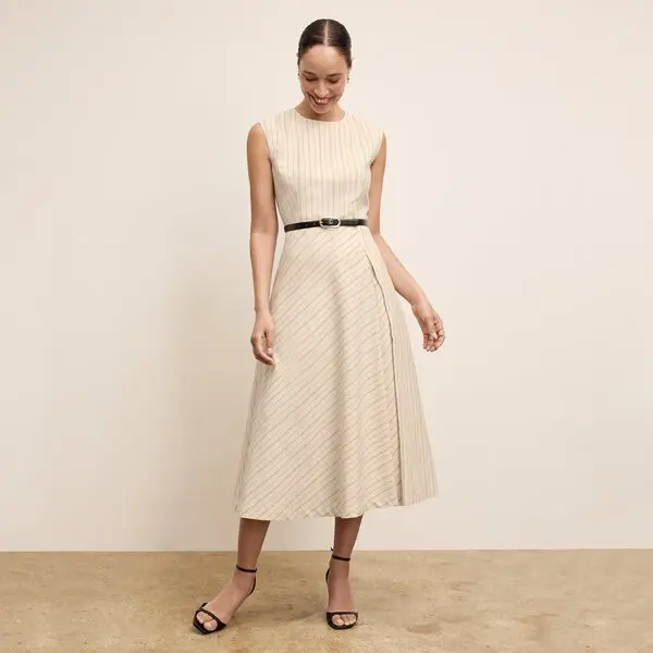 M.M.LAFLEUR Tati Pleat Dress In Breeze Stripe