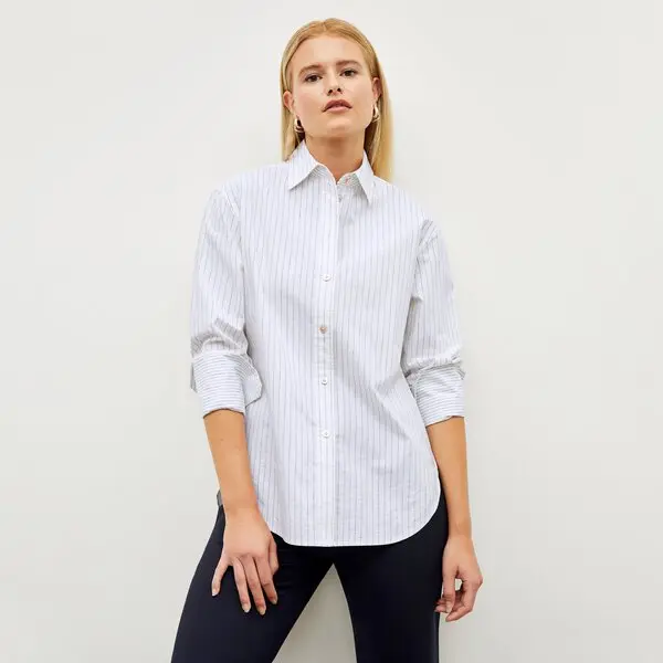 M.M.LAFLEUR Mila Button-down Poplin Stripe Shirt - One-color