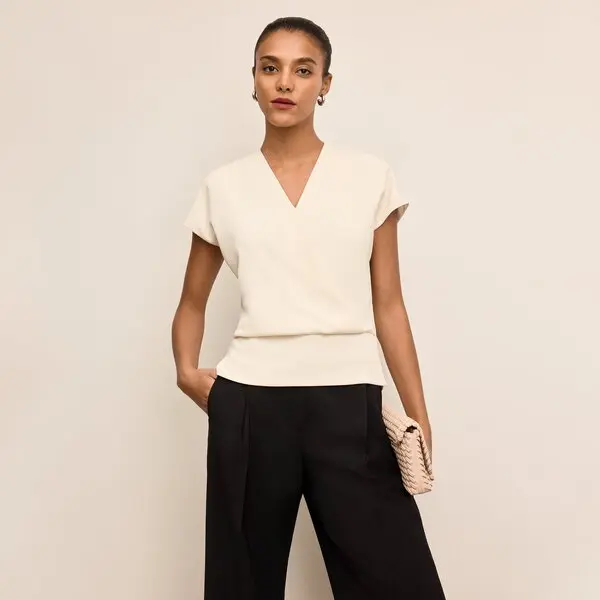 M.M.LAFLEUR Antonia Faux Wrap Top - Ivory