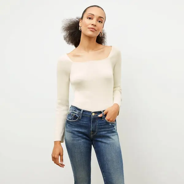 M.M.LAFLEUR Joya Silk Jersey Top - Cream