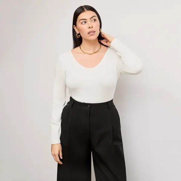 M.M.LAFLEUR Marcia Ribbed Pima Cotton Long Sleeve Top - Ivory