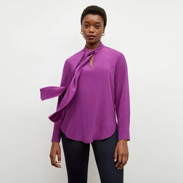 M.M.LAFLEUR Darcy Washable Silk Blouse With Tie Neck - One-color