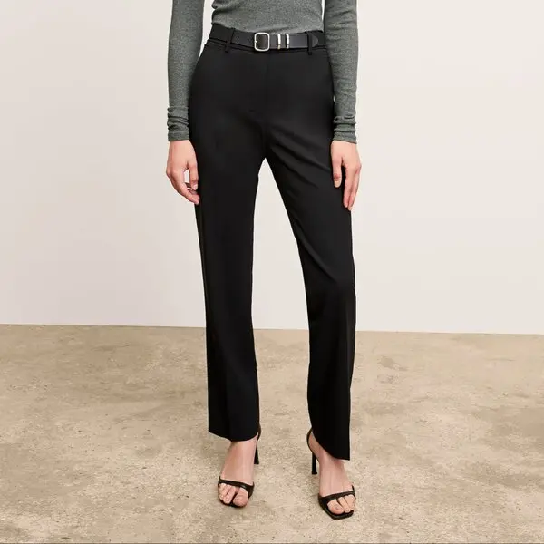 M.M.LAFLEUR Smith Straight Leg Trouser In Italian Wool Twill - Black