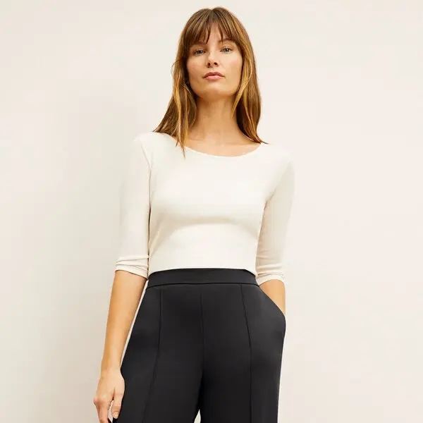 M.M.LAFLEUR Organic Ribbed Pima Cotton T-shirt - Ivory