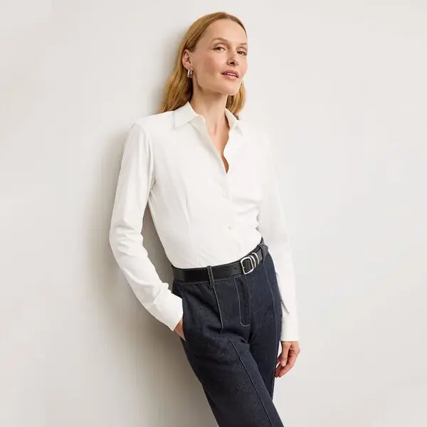 M.M.LAFLEUR Clemens Flex Knit Poplin Shirt - White