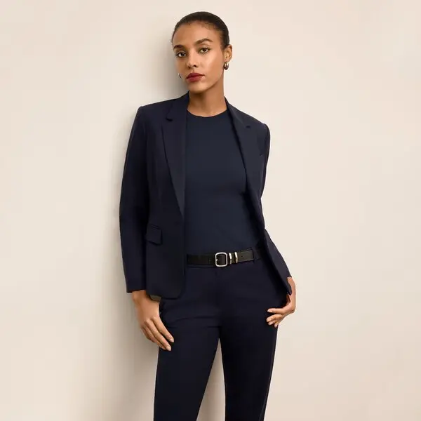 M.M.LAFLEUR Yasmine Timeless Blazer In Italian Wool Twill - Dark Navy