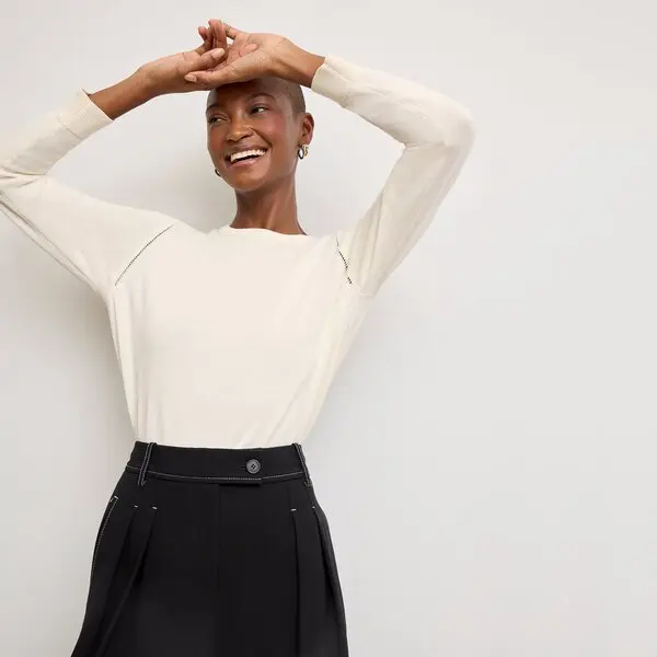 M.M.LAFLEUR Larissa Pointelle Sweater - Ivory