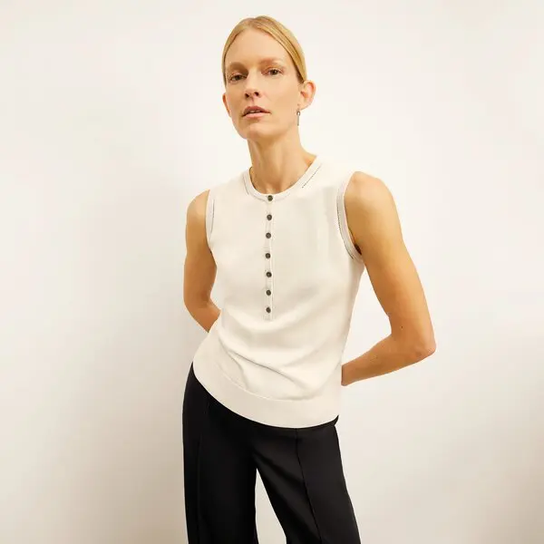 M.M.LAFLEUR Crimmins" Pointelle Knit Tank - Ivory