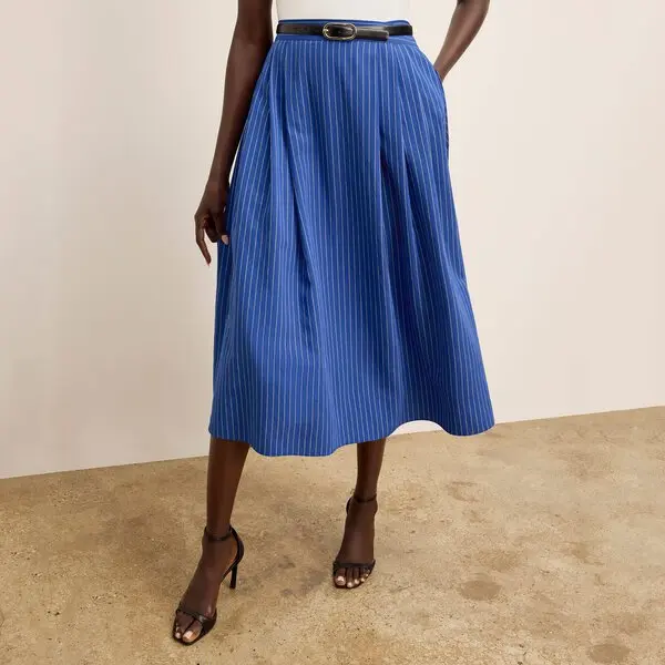 M.M.LAFLEUR Easton Midi Skirt In Soft Stripe