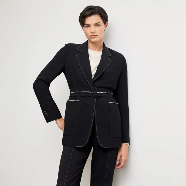 M.M.LAFLEUR Athena Jetset Blazer In Everyday Crepe With Topstitch - One-color