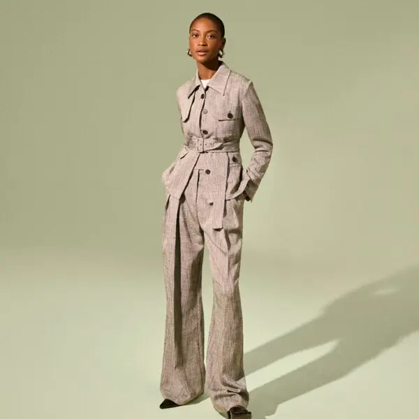 M.M.LAFLEUR Bronny" Cummerbund Trouser Porto Weave - Black/white