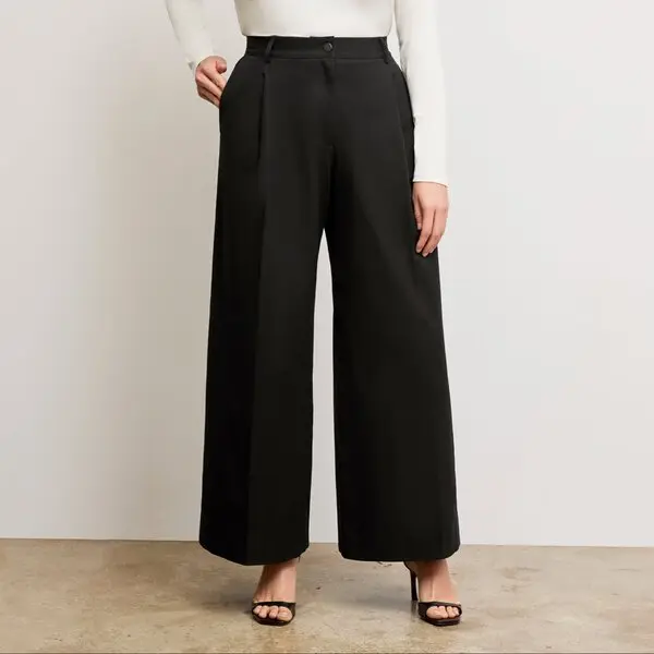 M.M.LAFLEUR The Harrison Wide Leg Pleated Jeans - One-color