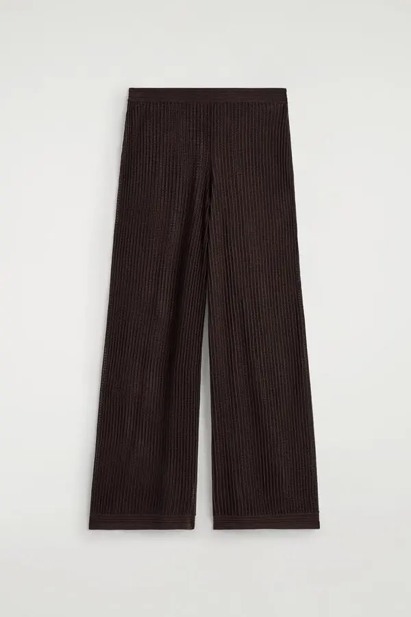 Cos Ribbed Open-knit Wide-leg Pants - Brown