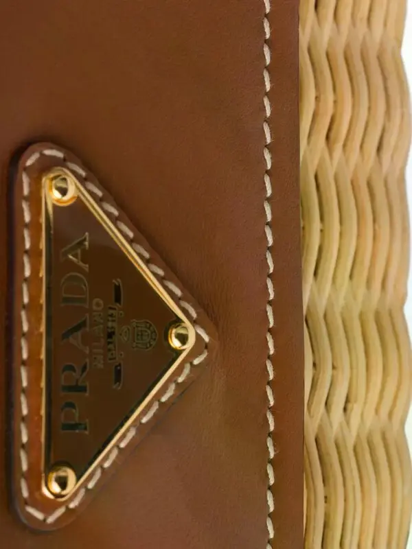 Prada Wicker And Leather Shoulder Bag