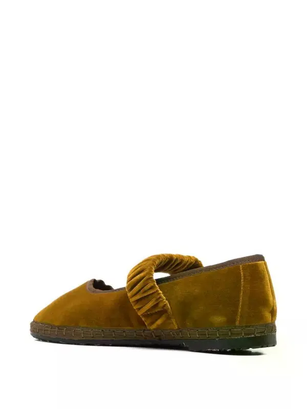 FLABELUS Mafalda Velvet Ballet Flats - Green