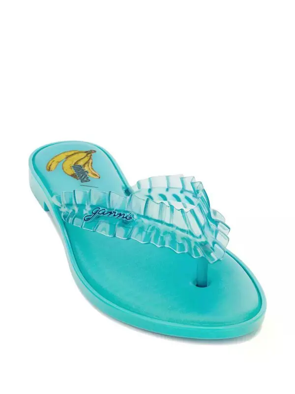 GANNI X Melissa Ruffled-strap Flip-flops - Blue