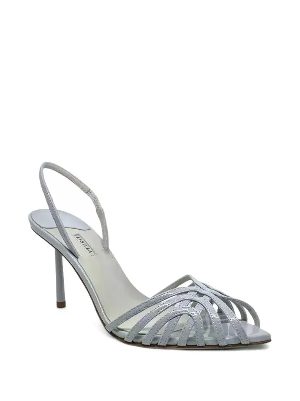 LE SILLA Patent Cage-strap Slingback Sandals - Grey