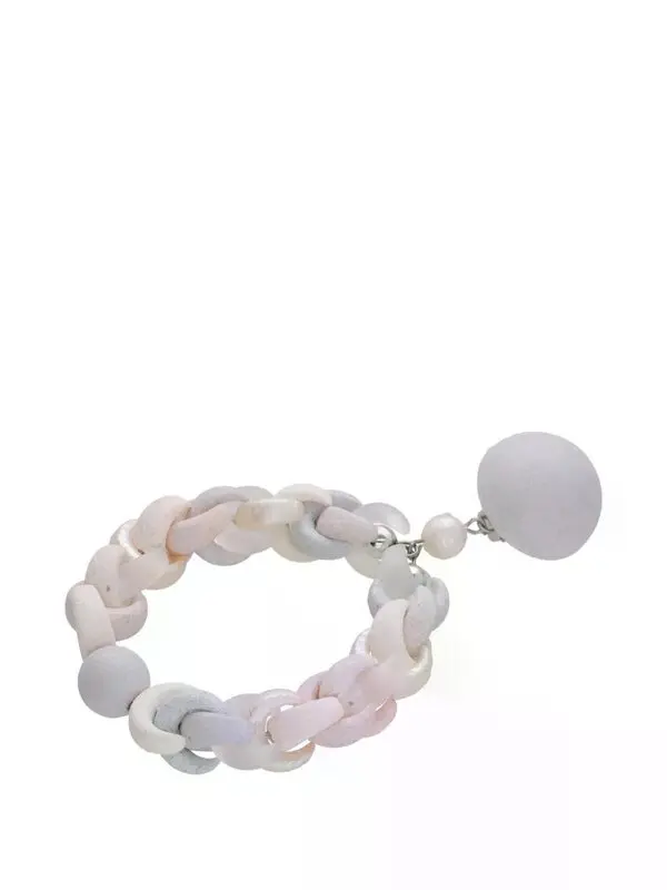 Vintage Interlocking-link Hoop Earrings With Faux Pearl Detail