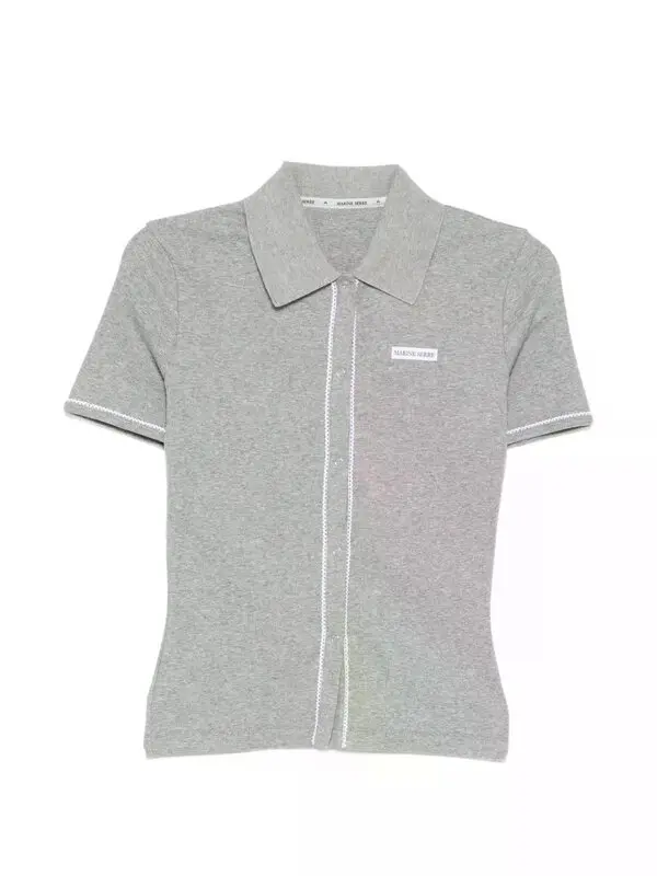 MARINE SERRE Ribbed Jersey Polo Shirt - Grey