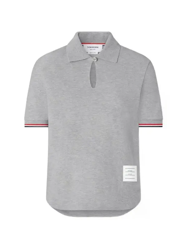 Thom Browne Keyhole Piqué Polo Shirt - Grey