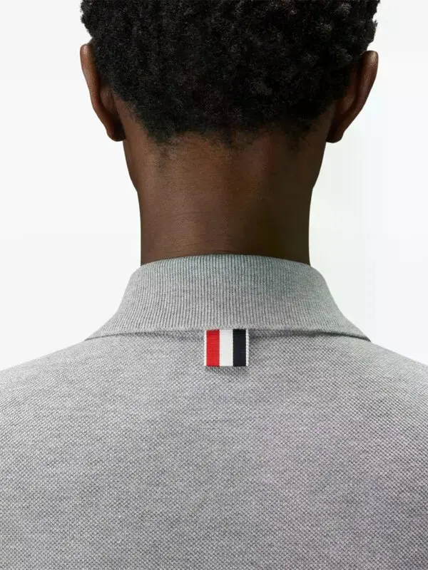 Thom Browne Keyhole Piqué Polo Shirt - Grey
