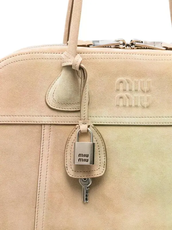Miu Miu Logo-embossed Suede Tote Bag