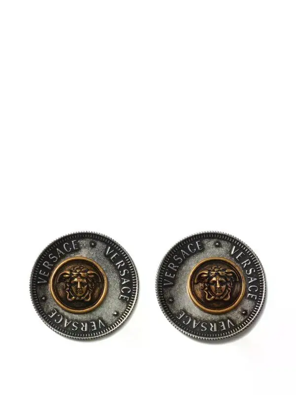 Versace Medusa Logo Coin Stud Earrings - Silver