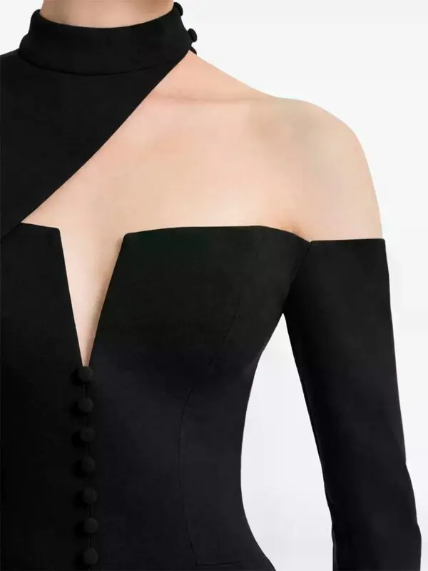 GEMY MAALOUF Asymmetrical Neckline Button-down Floor-length Dress