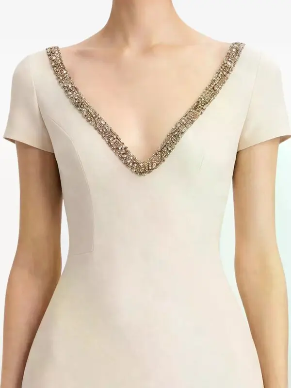 GEMY MAALOUF Embellished Cape Detail Dress - Neutrals