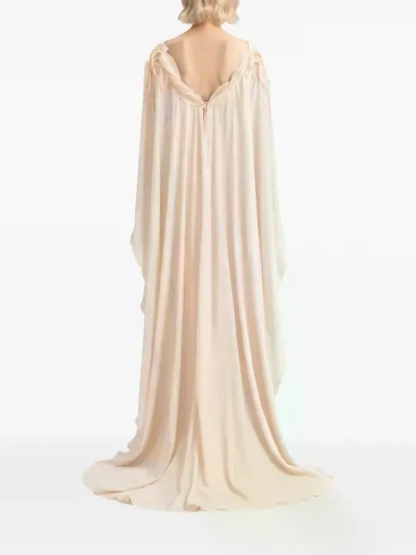 GEMY MAALOUF Embroidered Ruffled-sleeve Dress