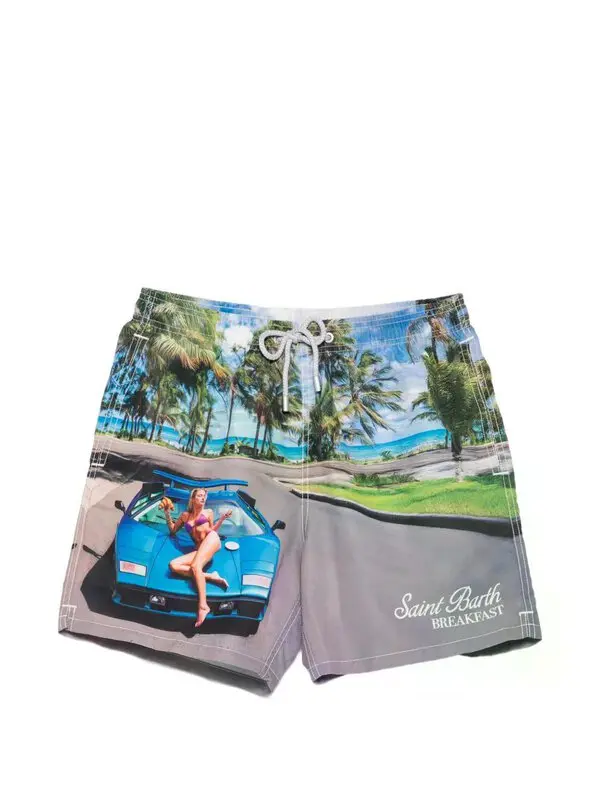 MC2 SAINT BARTH Graphic Print Swim Shorts - Grey
