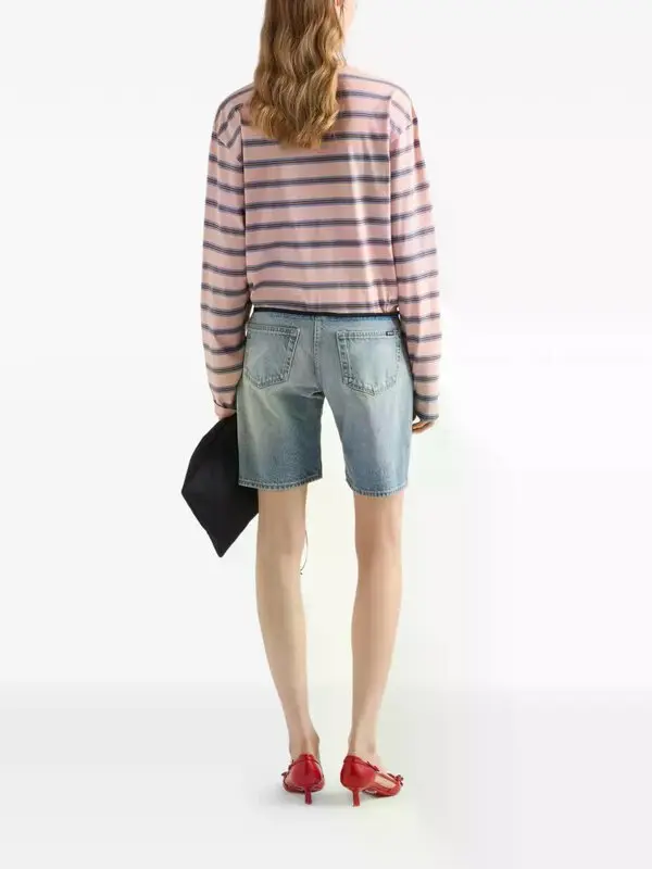 Prada Long-sleeved Striped Cotton Jersey T-shirt
