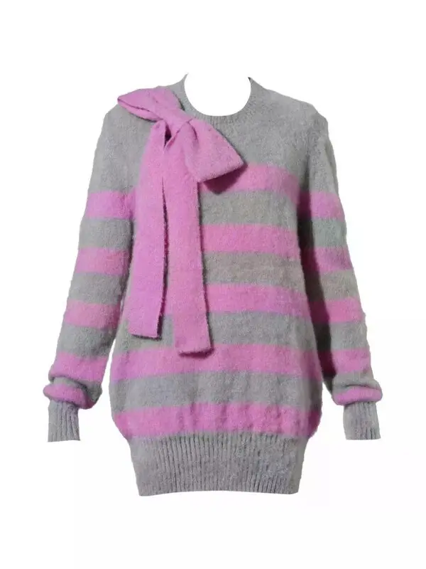 ANDREJ GRONAU Bow Detail Striped Sweater