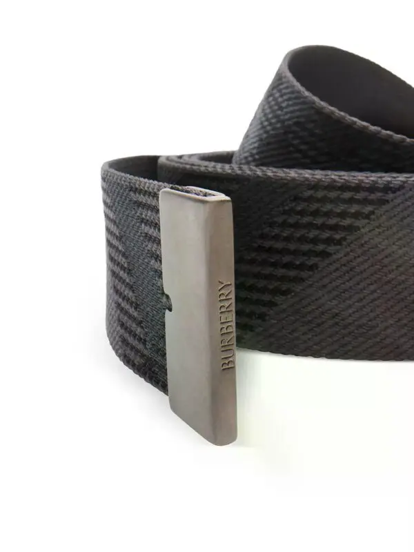 Burberry Check Webbing Belt With B Buckle - Grey