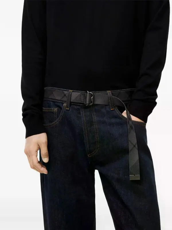 Burberry Check Webbing Belt With B Buckle