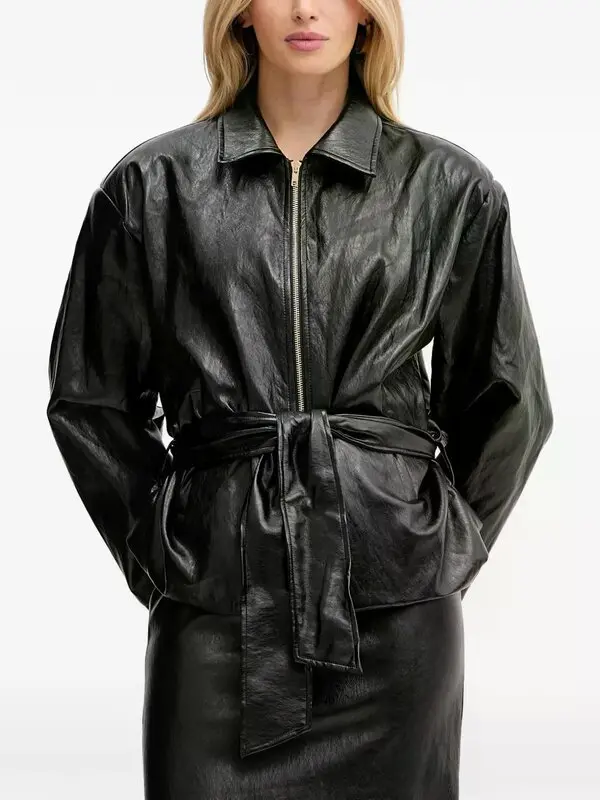 HAVEONE Belted Zip-up Jacket - Black