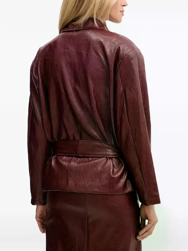 HAVEONE Belted Zip-up Jacket - Red